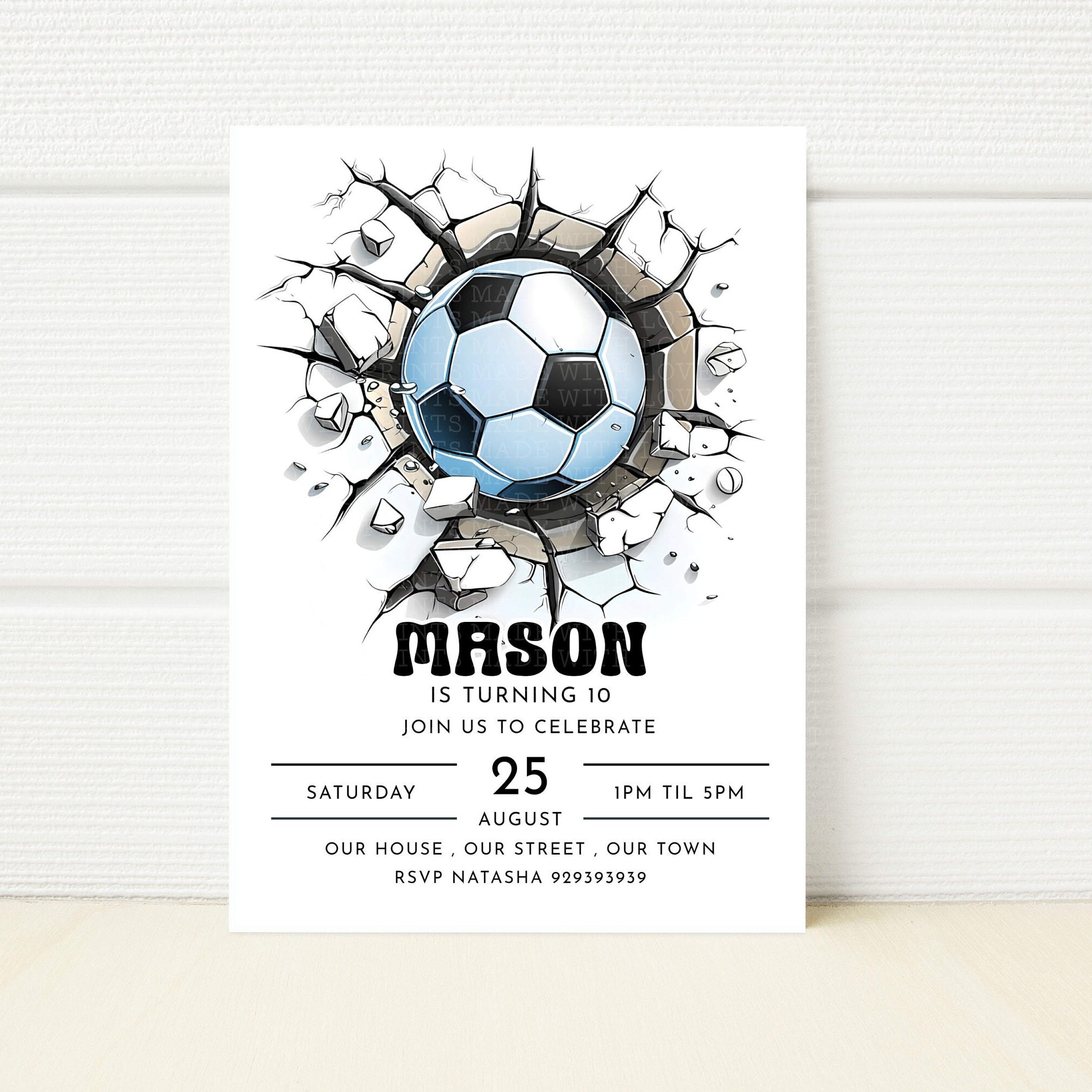 Soccer Birthday Party Invitation Invite Football Party Footie Invite ...