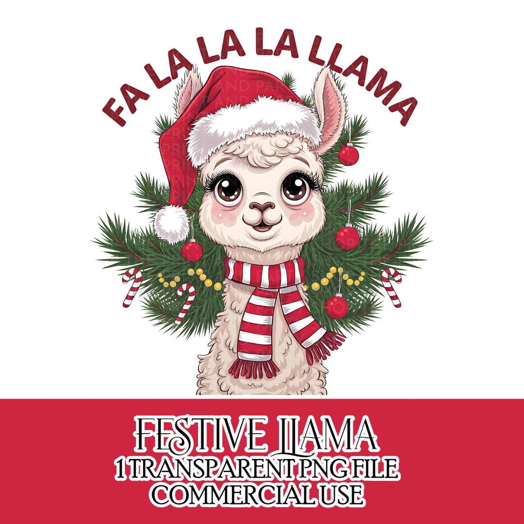 Christmas Llama PNG Clipart, Festive Holiday Design (digital Download ...