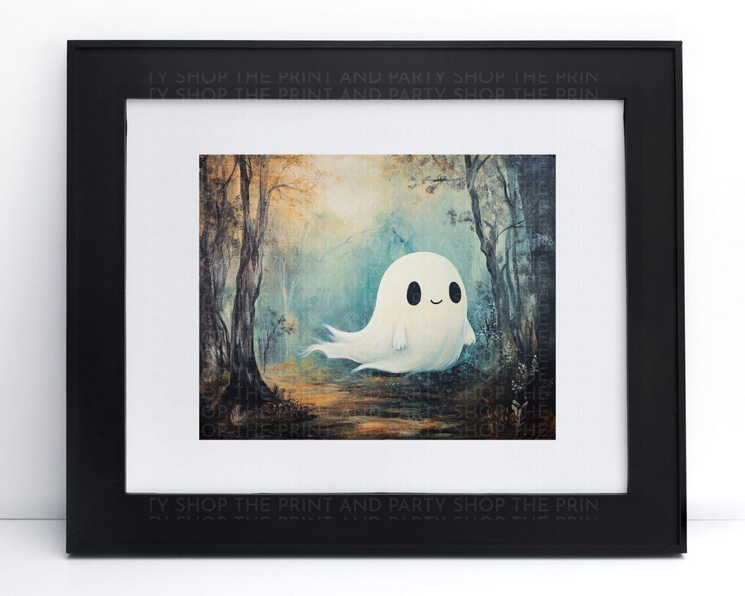 Cute Ghost in the Forest Painting Halloween Home Decor Instant Download ...