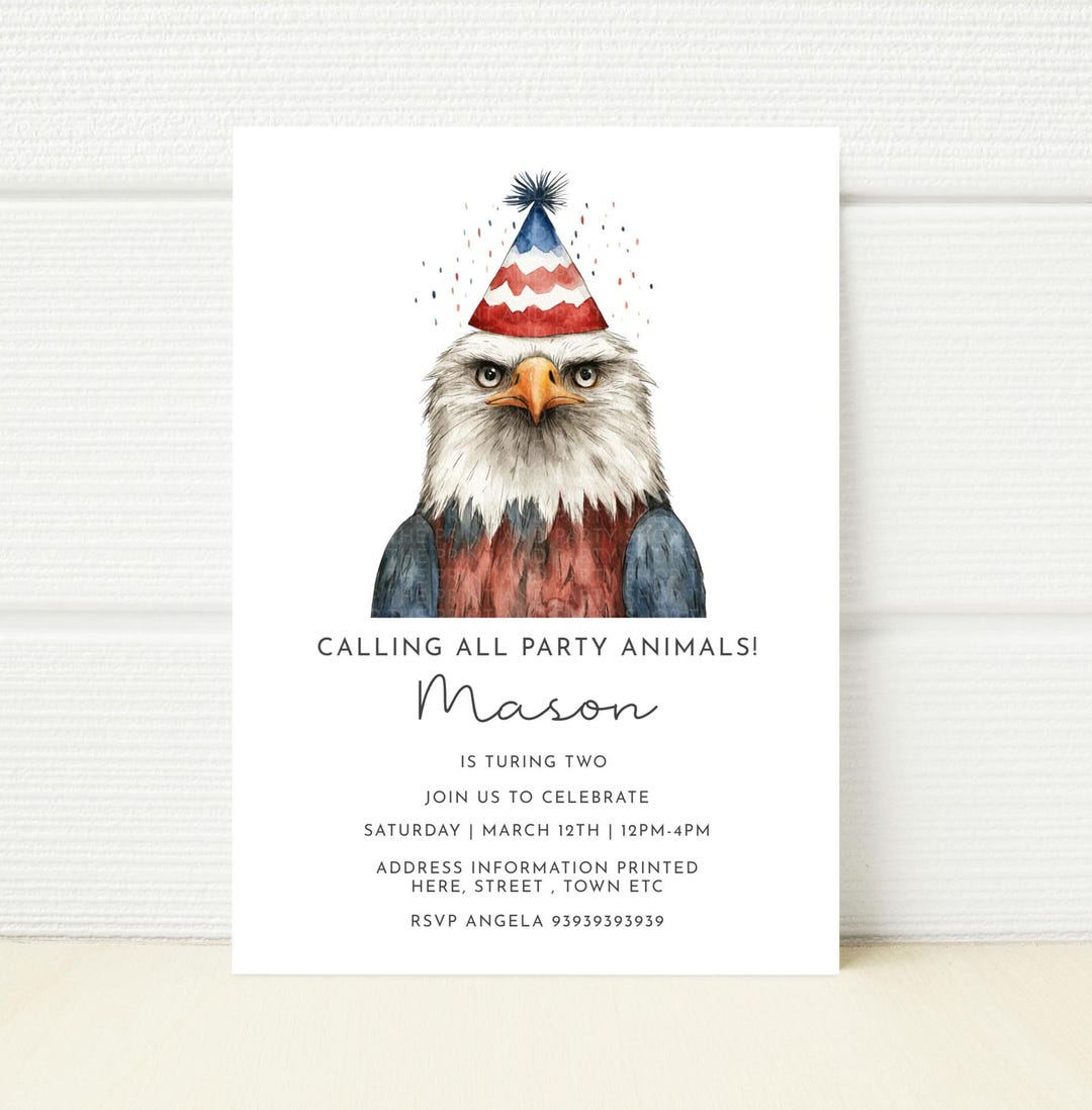 Eagle Birthday Party Invite Invitation Boys Girls Invite Digital ...