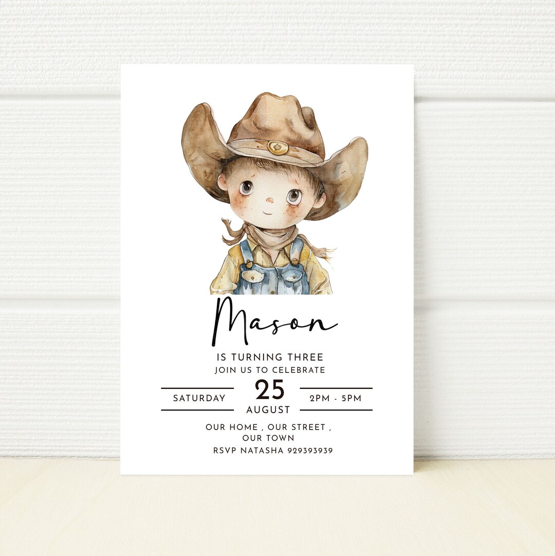 Cowboy Editable Birthday Party Invitation Western Wild West Party ...