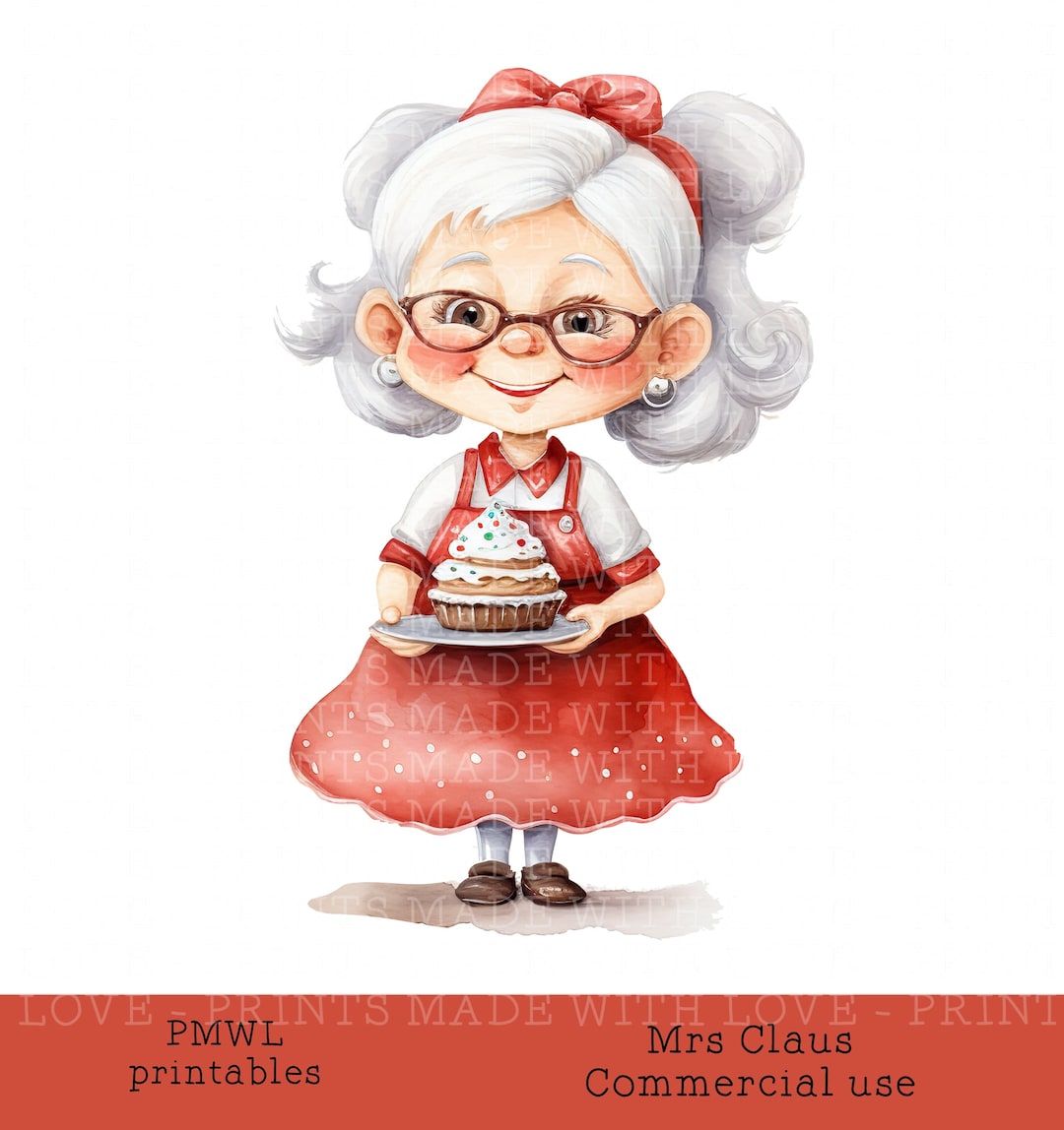 Mrs Claus Clipart Digital File Small Commercial Use Christmas Clipart ...