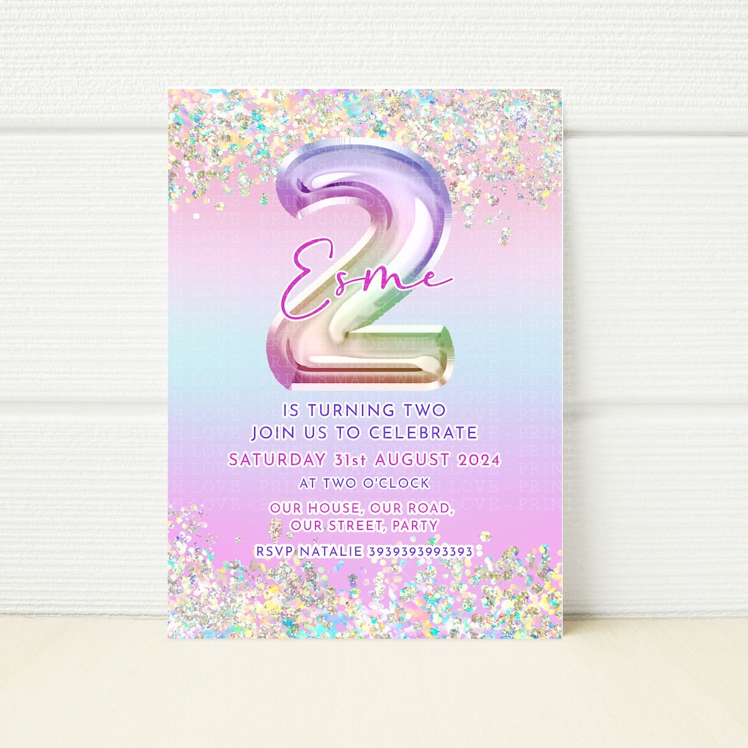 Printable 2nd Birthday Party Invitation Editable Template Digital ...