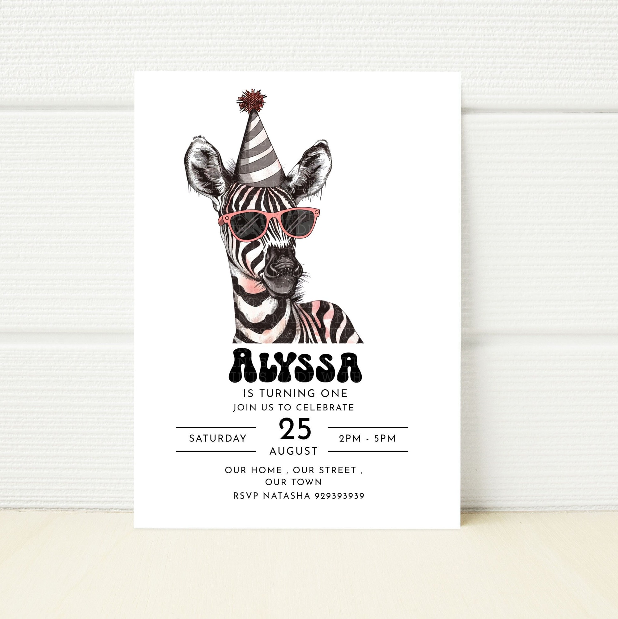 Editable Zebra Birthday Party Invitation Zoo Party Invite Wild Safari ...