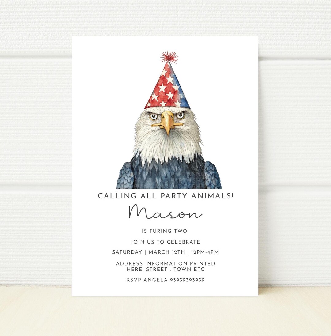 Eagle Birthday Party Invitation, Minimalist Invite (digital Printable ...