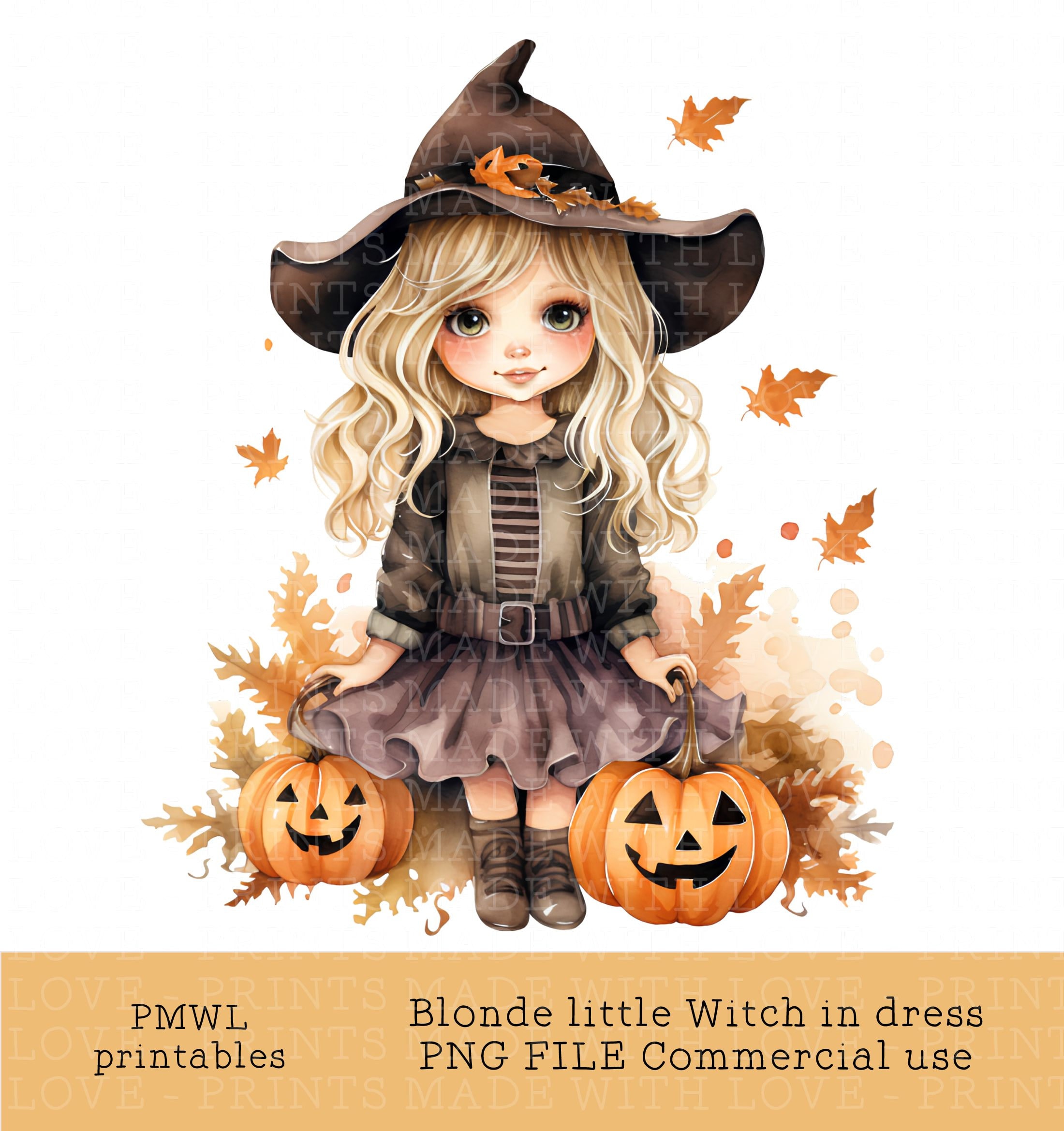 Witch Clipart Cute Blonde Girl Halloween Clipart Card Making ...