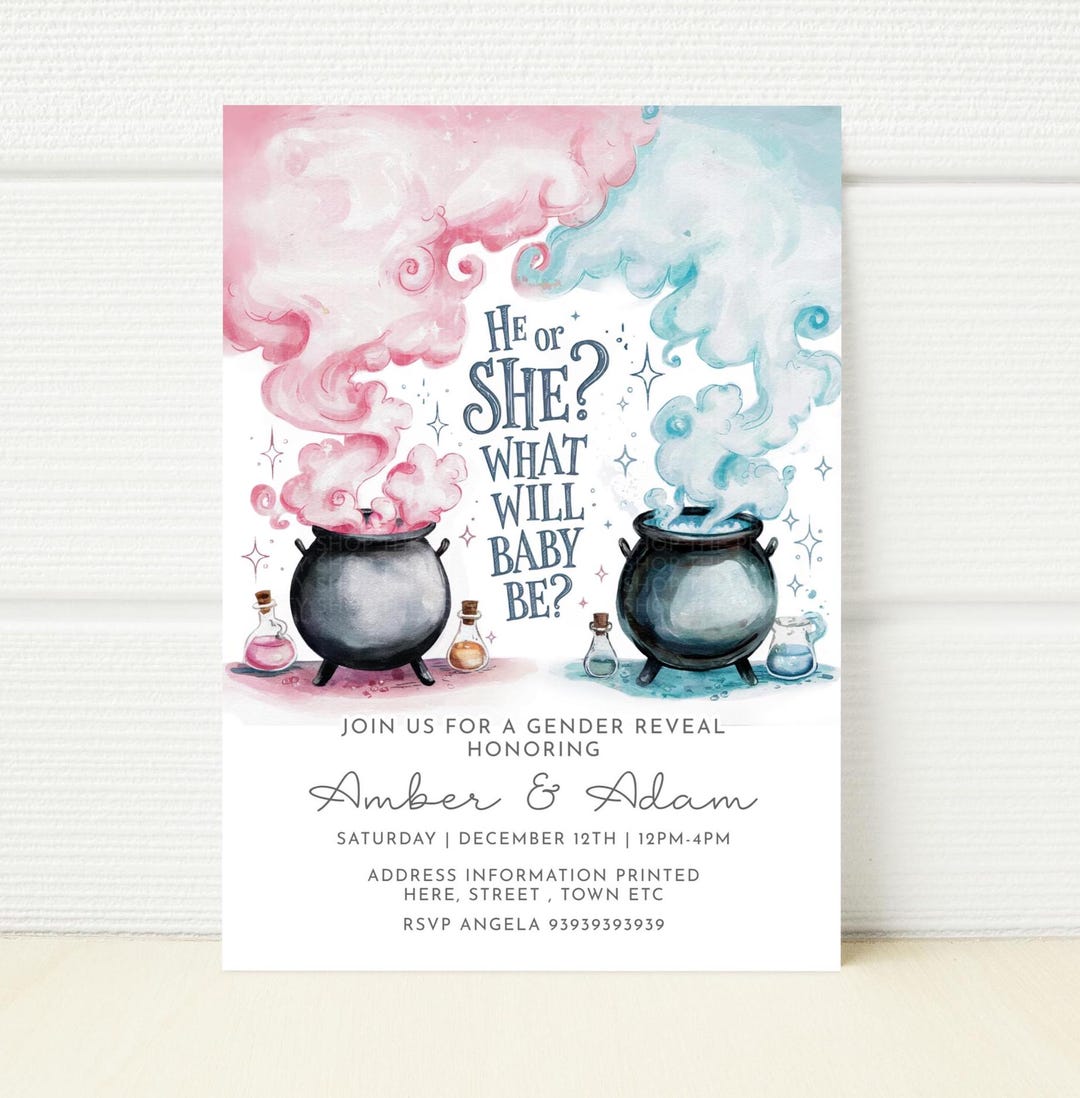Magical Potion Gender Reveal Invitation Printable Wizard Witch Baby ...