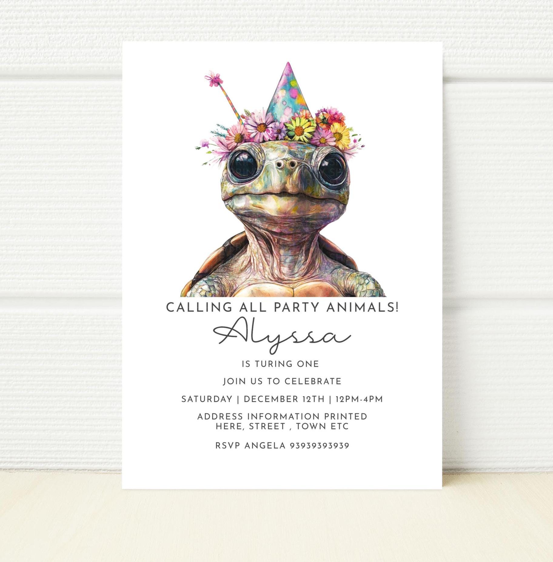 Tortoise Birthday Invitation, Editable Garden Party Invite (digital) - Etsy
