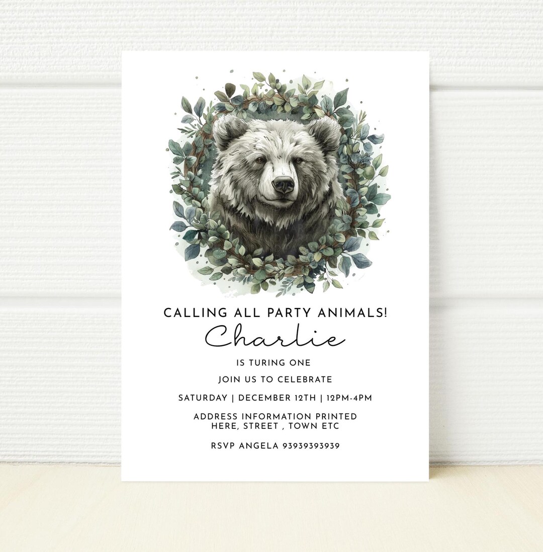 Editable Bear Birthday Party Invite Template Magical Phone Digital E ...