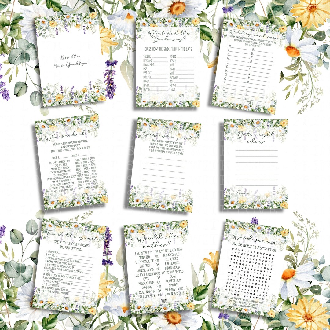 Lesbian Hen Do Games Bundle: Floral Bridal Shower, Mrs & Mrs (digital ...