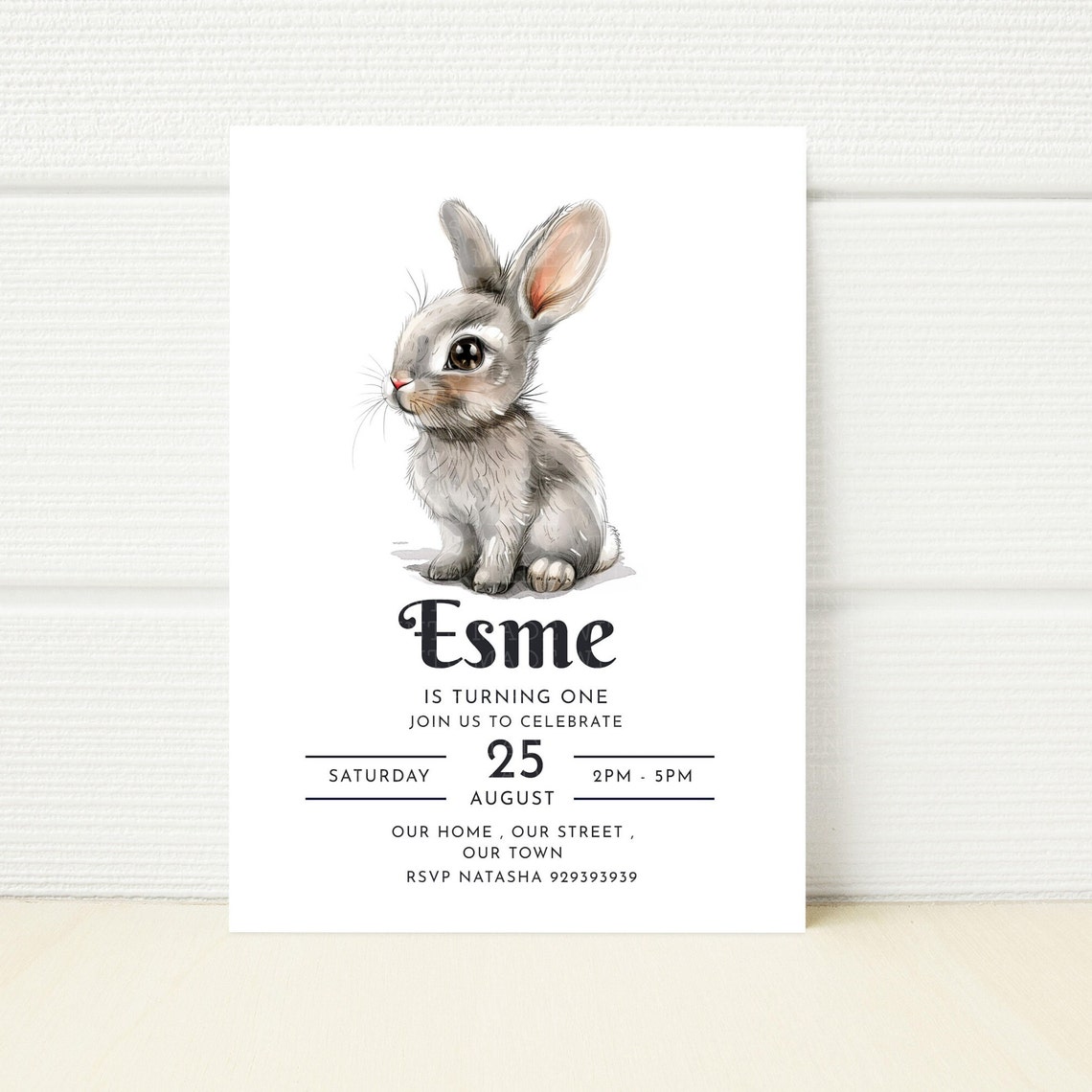 Editable Bunny Birthday Party Invitation Rabbit Template Girls Boys ...