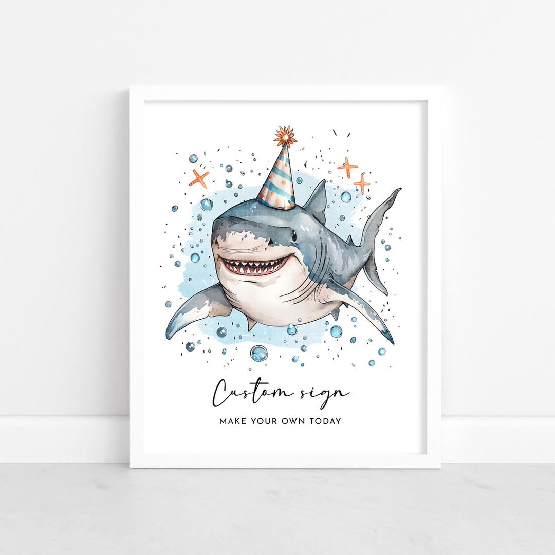 Editable Shark Birthday Party Sign, Under the Sea Decor (digital ...