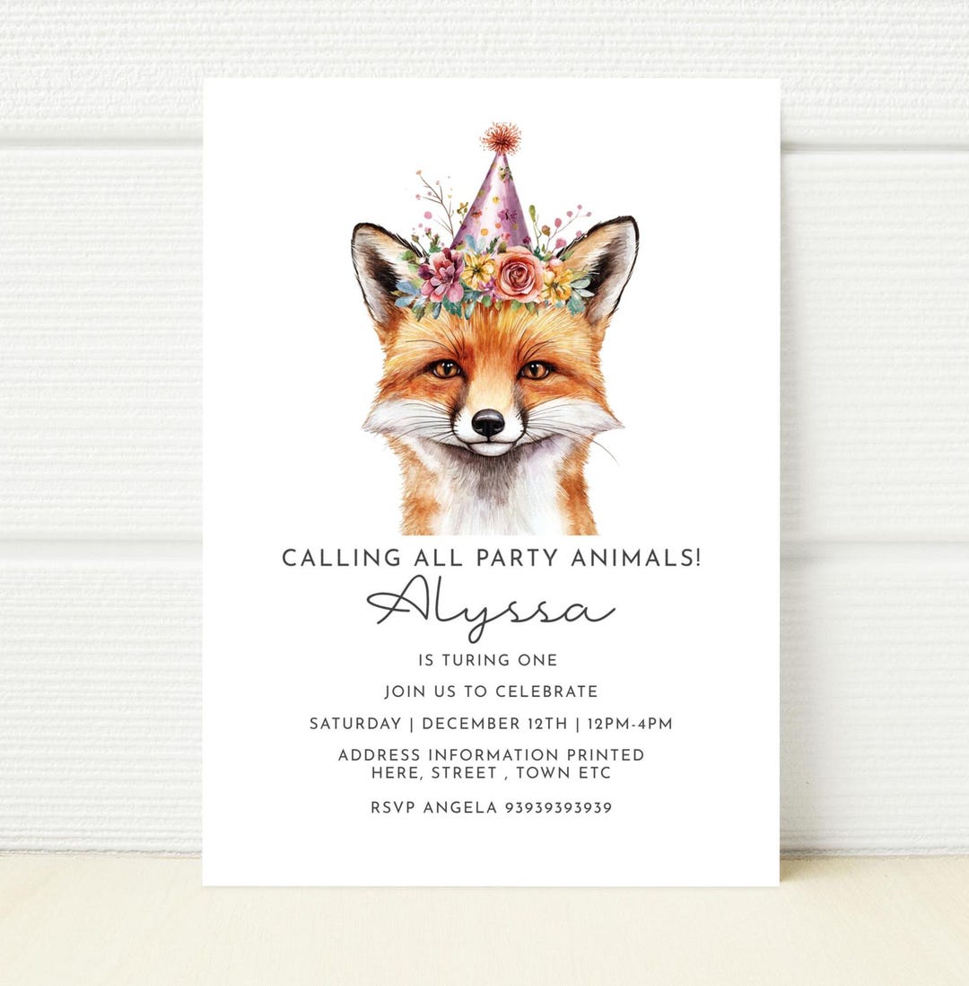 Fox Birthday Invitation Template, Woodland Party (digital Printable) - Etsy