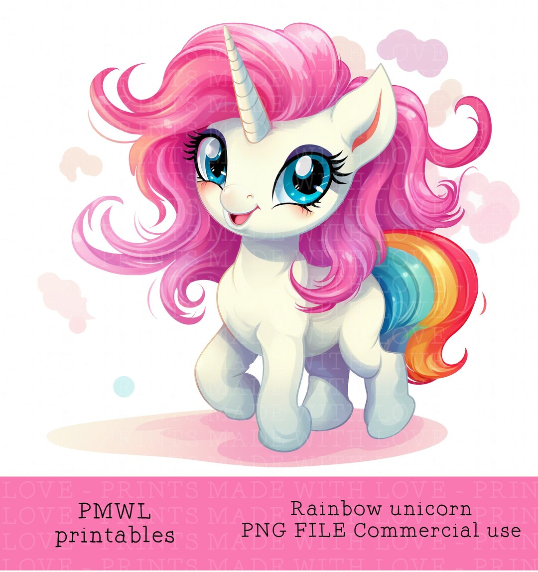 Rainbow Unicorn Bright Clipart Crafting Magical Sublimation Image PNG ...