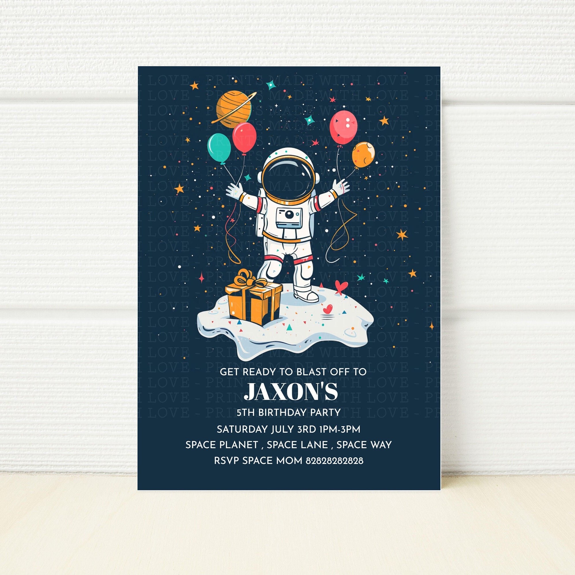 Editable Space Birthday Party Invitation Astronaut Party Invite ...