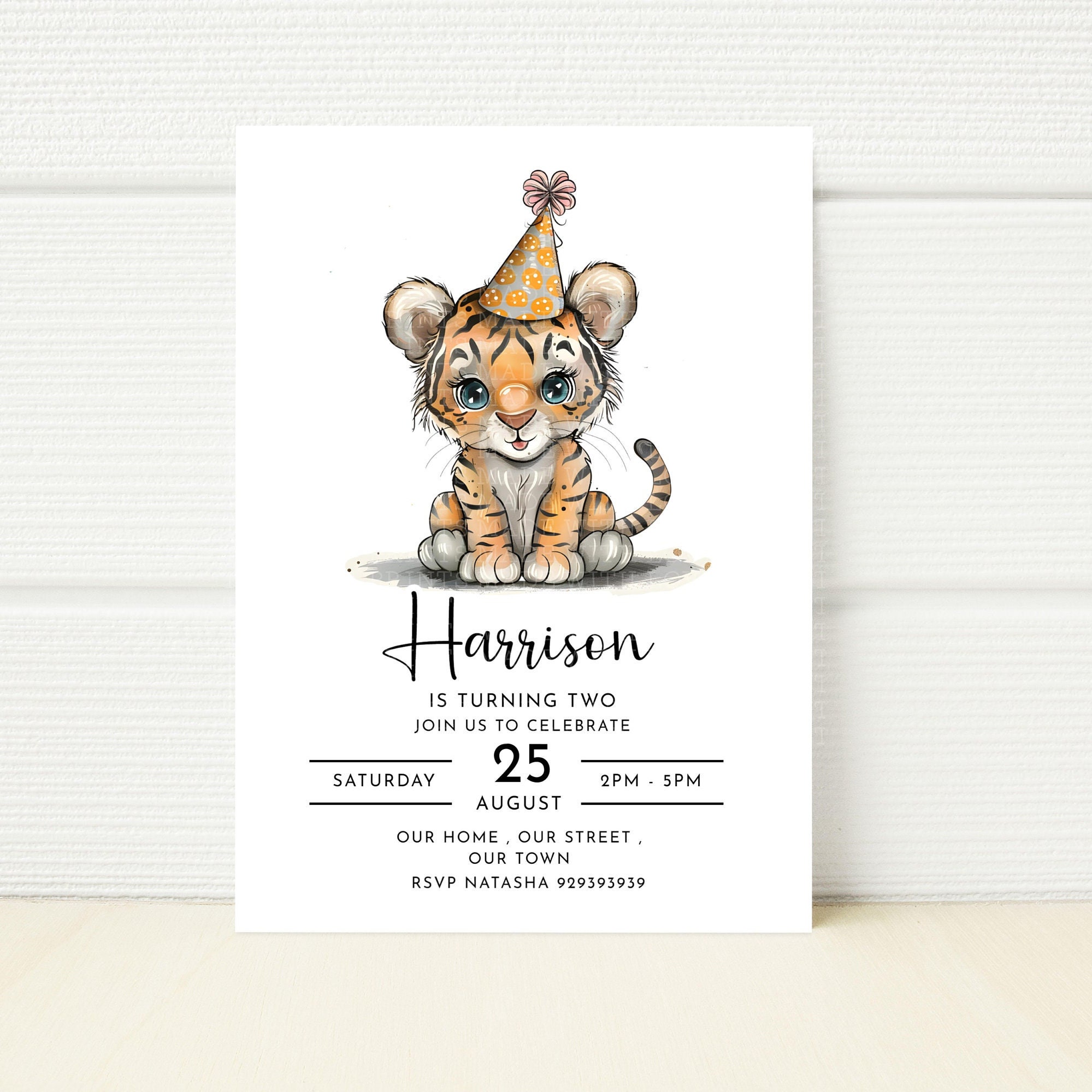 Tiger Printable Birthday Party Invitation Wild Party Zoo Jungle Safari ...