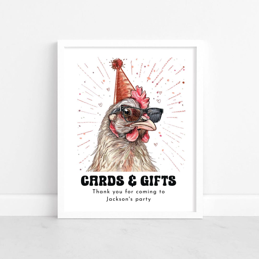 Editable Rooster Birthday Party Table Signs 10" X 8" Digital Farm ...