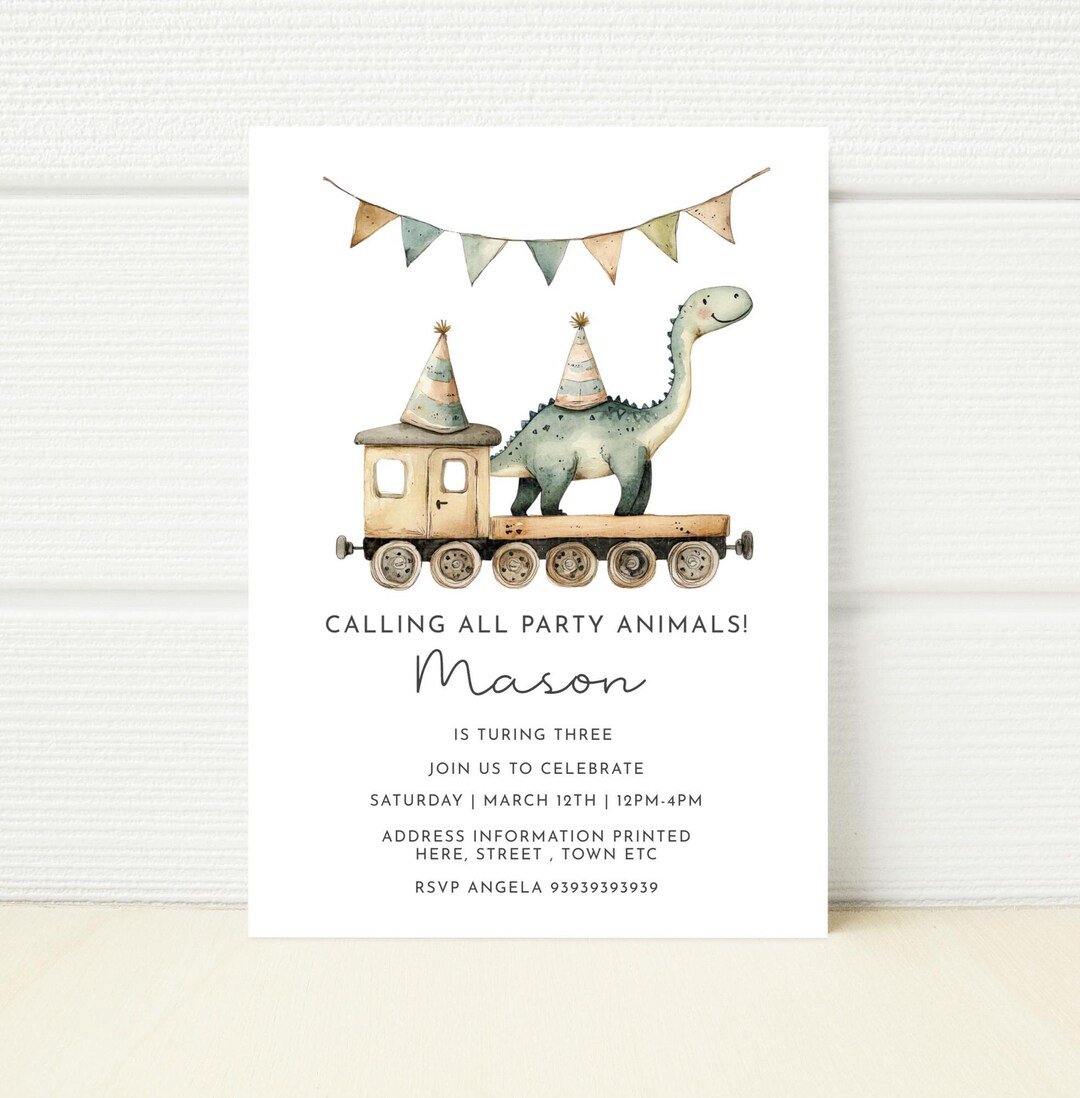 Dinosaur Train Editable Birthday Invitation Printable Template Digital ...