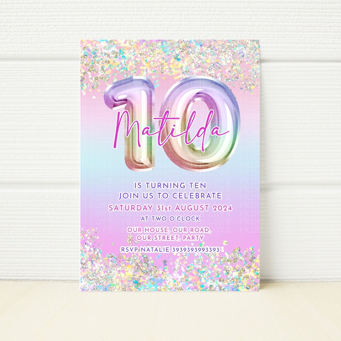 Editable 10th Birthday Party Invitation Printable Template Digital ...