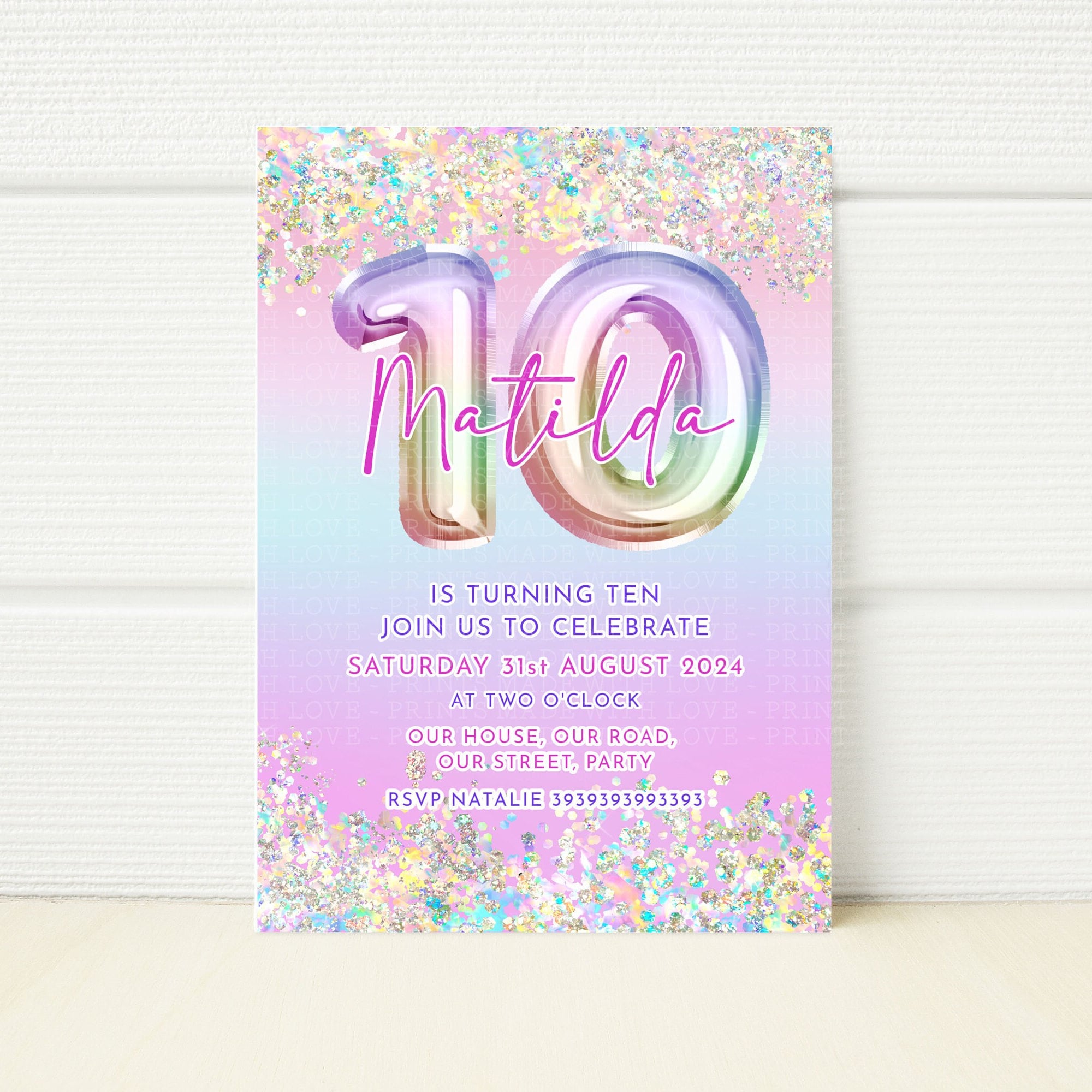 Editable 10th Birthday Party Invitation Printable Template Digital ...