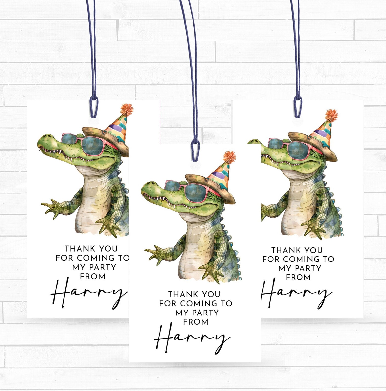 Alligator Birthday Thank You Tags, Printable Gift Favor (digital File ...