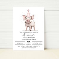 Pig Birthday Invitation Princess Pig Birthday Party Invite Pig Party ...