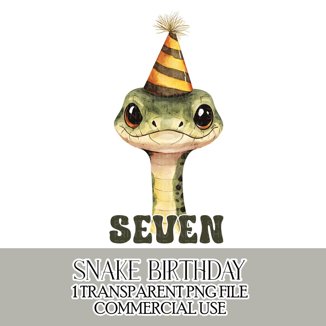 Birthday Snake Seven Clipart PNG File Instant Download Happy 7th ...