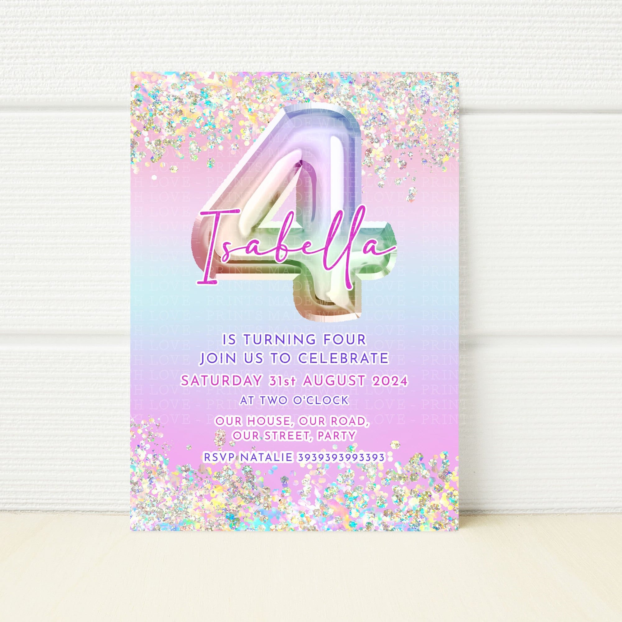 Editable 4th Birthday Party Invitation Printable Template Digital ...