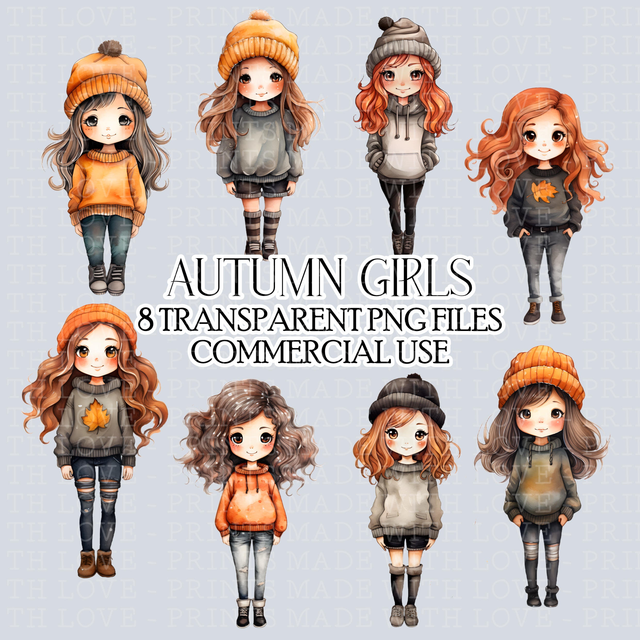 Autumn Girls Fall Girls Clipart 8 Png Images Transparent - Etsy