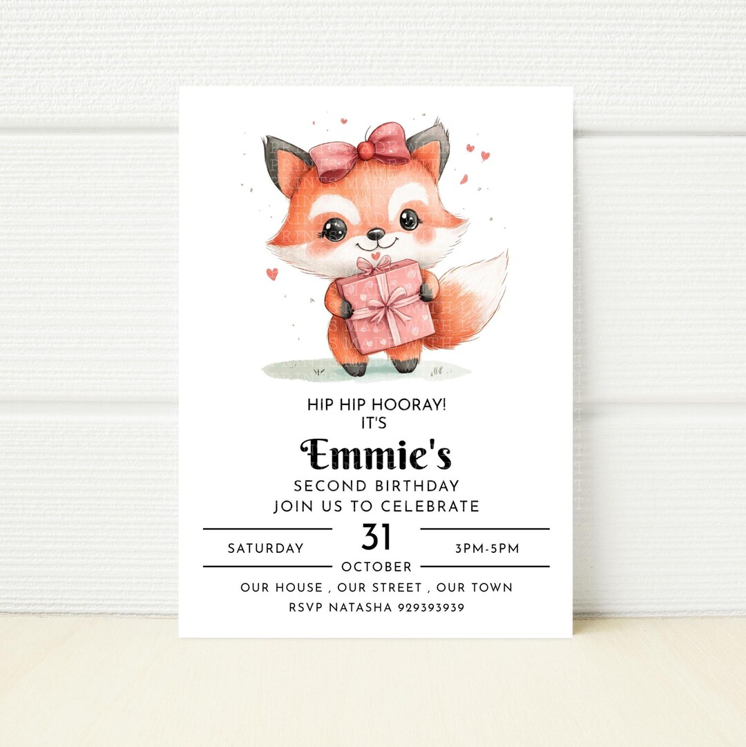 Fox Birthday Party Invitation Forest Woodland Editable Invitation ...