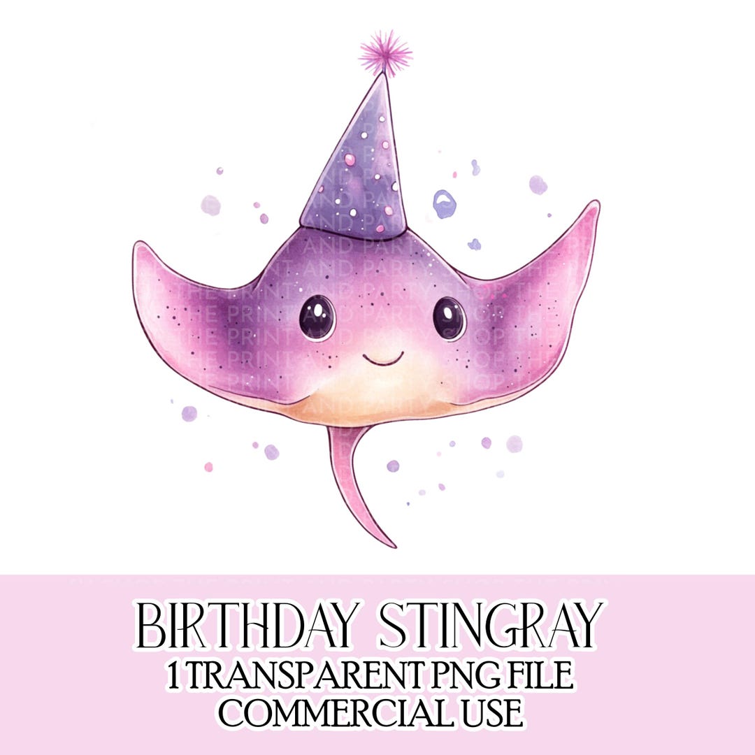 Birthday Stingray Clipart PNG File Instant Download Sublimation Design ...