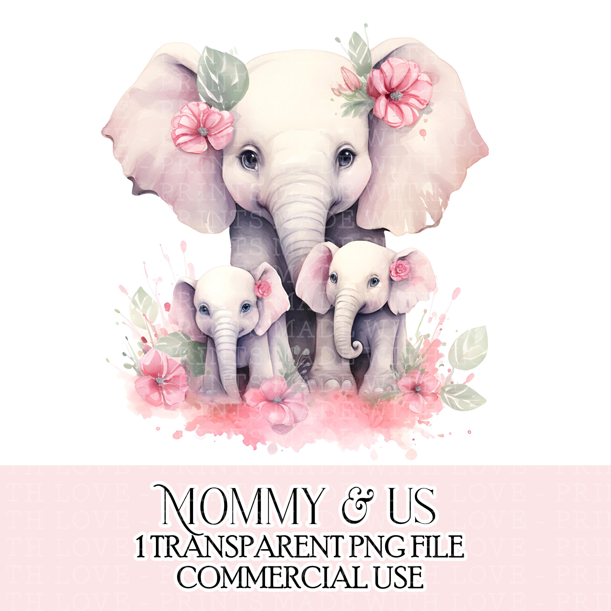 Mother's Day Clipart Elephants Mother and Daughters Mommy 2 Girls ...