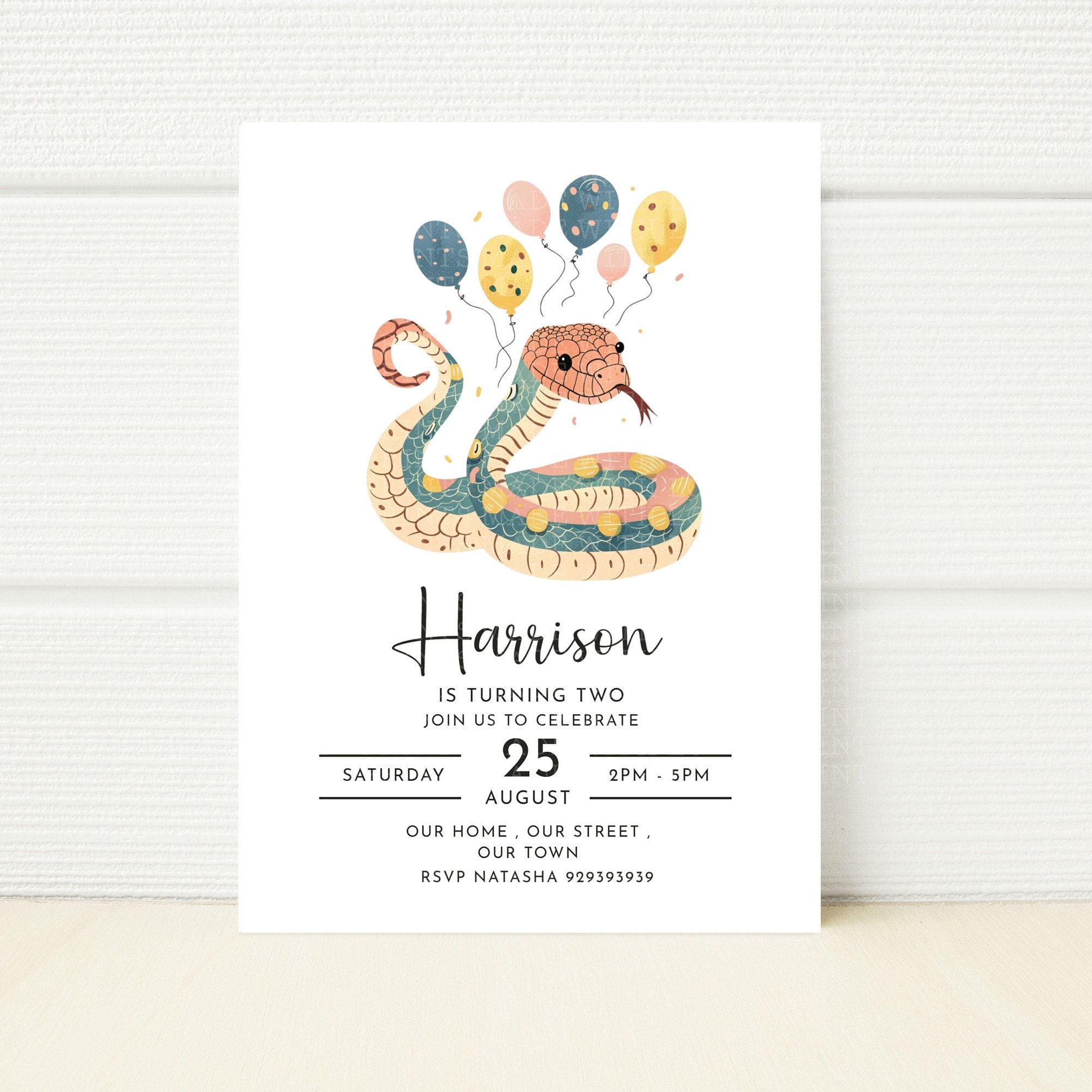 Editable Snake Birthday Party Invitation Wild Jungle Safari Boys Girls ...