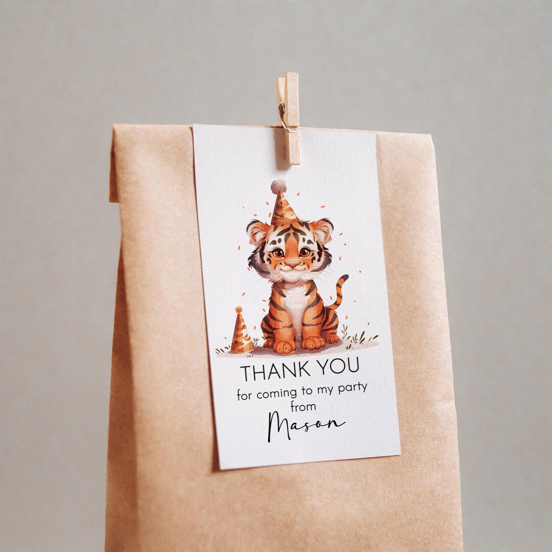 Tiger Birthday Party Thank You for Coming Gift Tags Favour Tags Favor ...