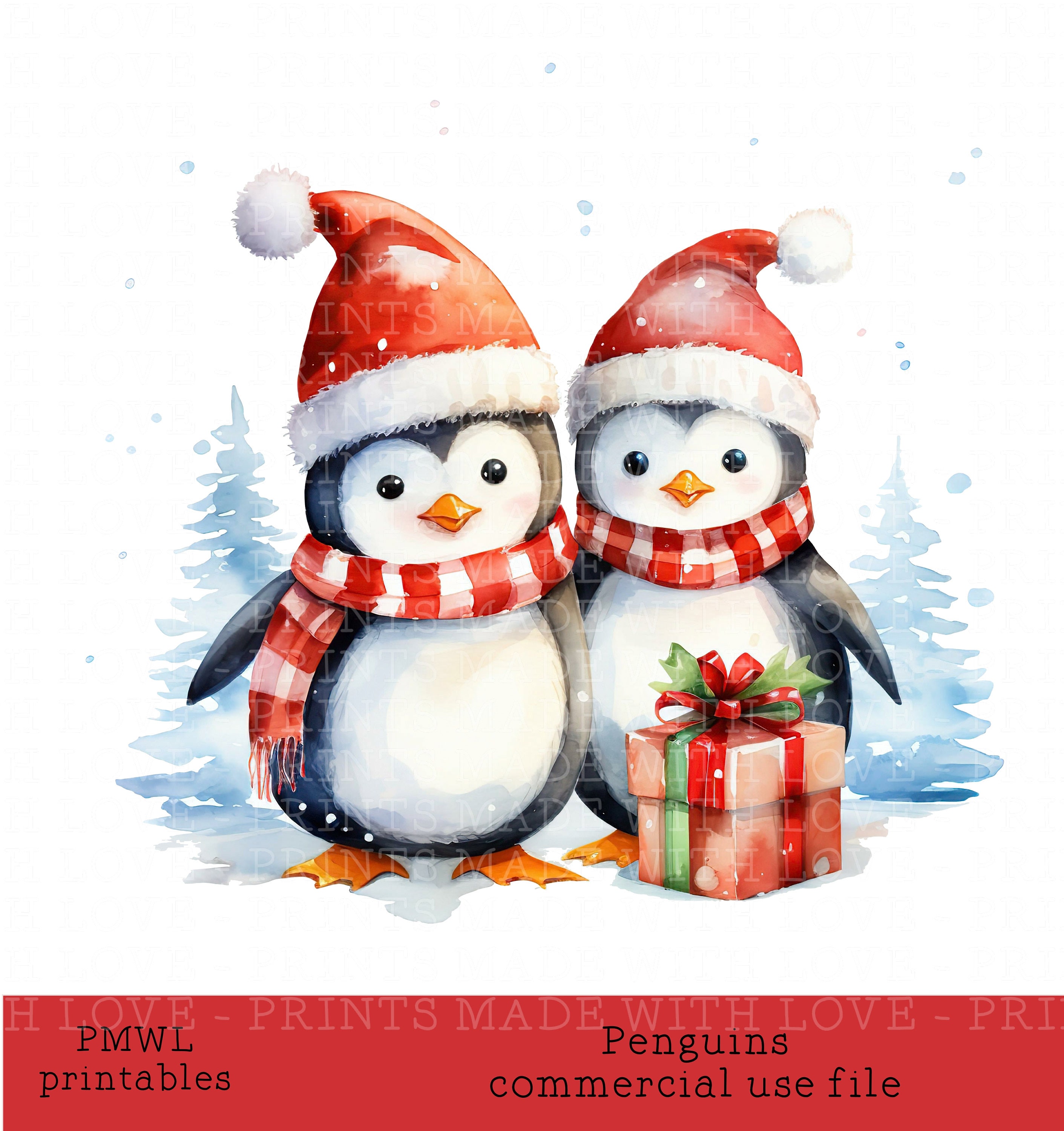 Christmas Penguins Clipart Penguin Couple Sublimation Design Mr and Mrs ...