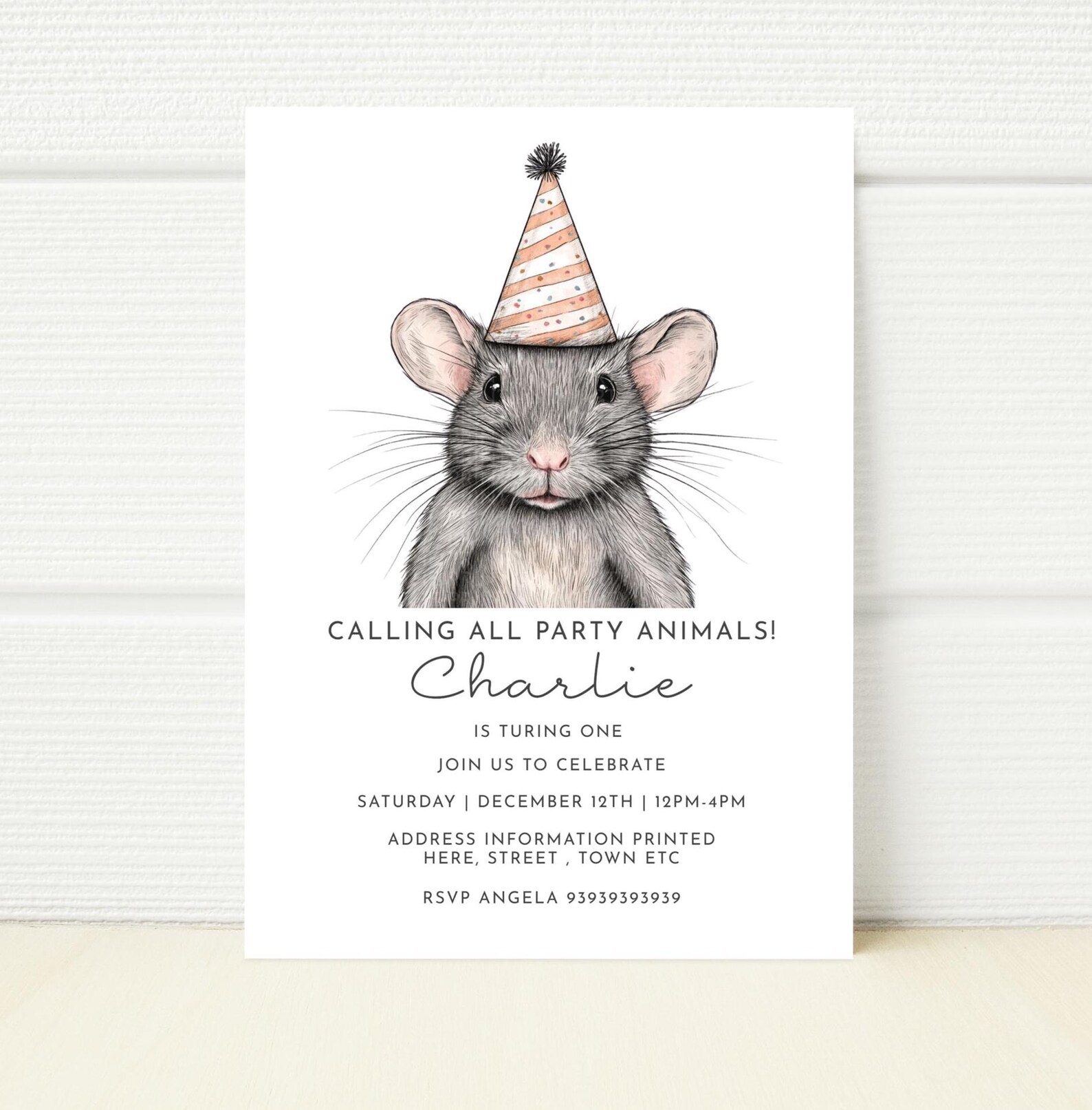 Editable Rat Birthday Invitation Template (digital Download) - Etsy