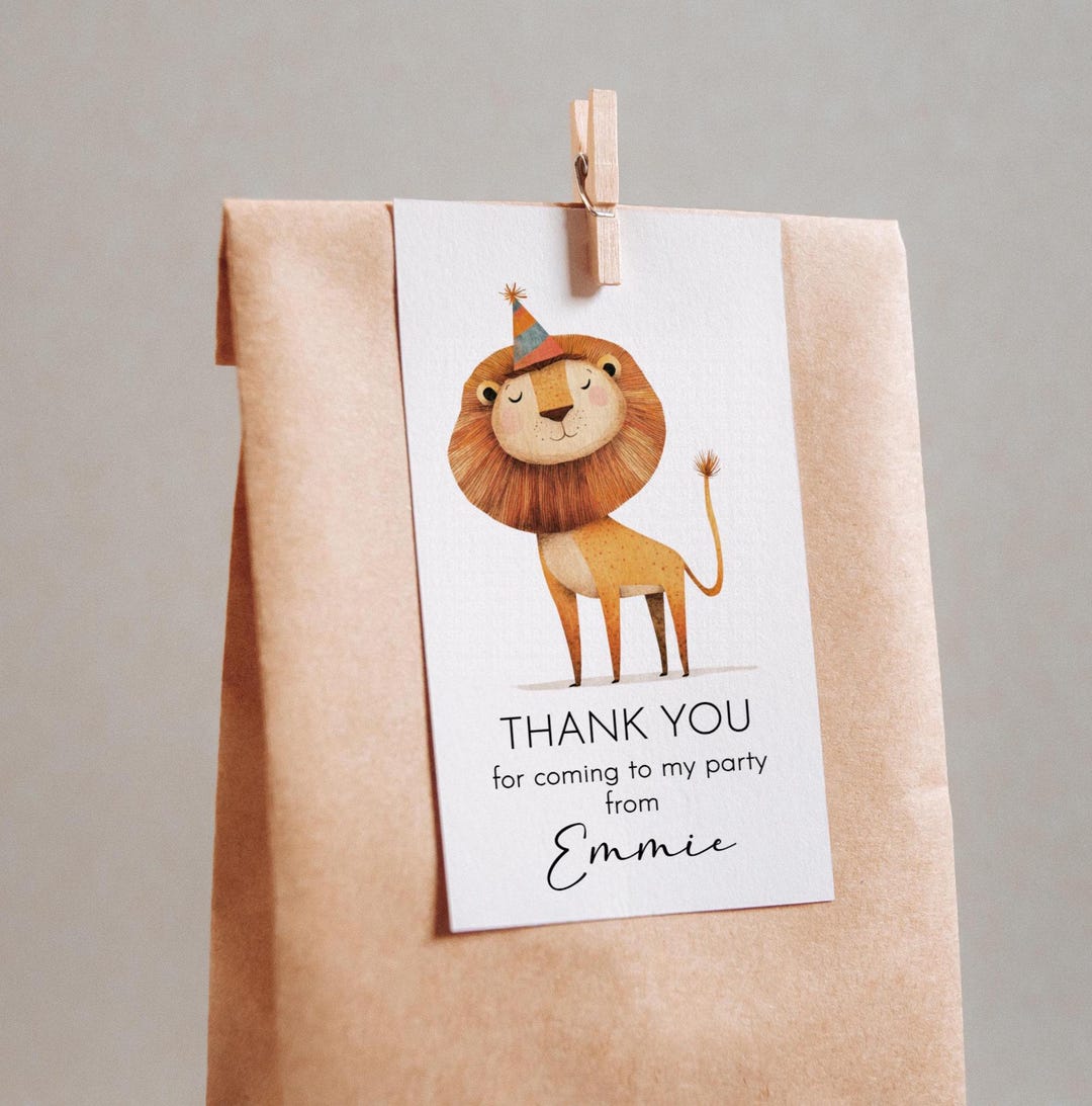 Lion Birthday Party Thank You for Coming Gift Tag Wild Party Tags Favor ...