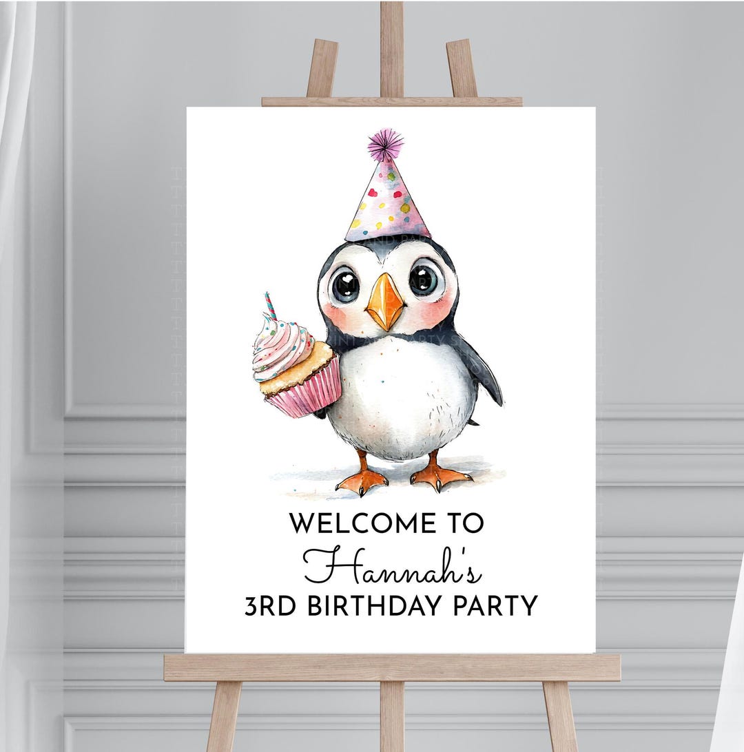 Editable Puffin Welcome Sign Extra Large Birthday Welcome Sign Zoo Wild ...