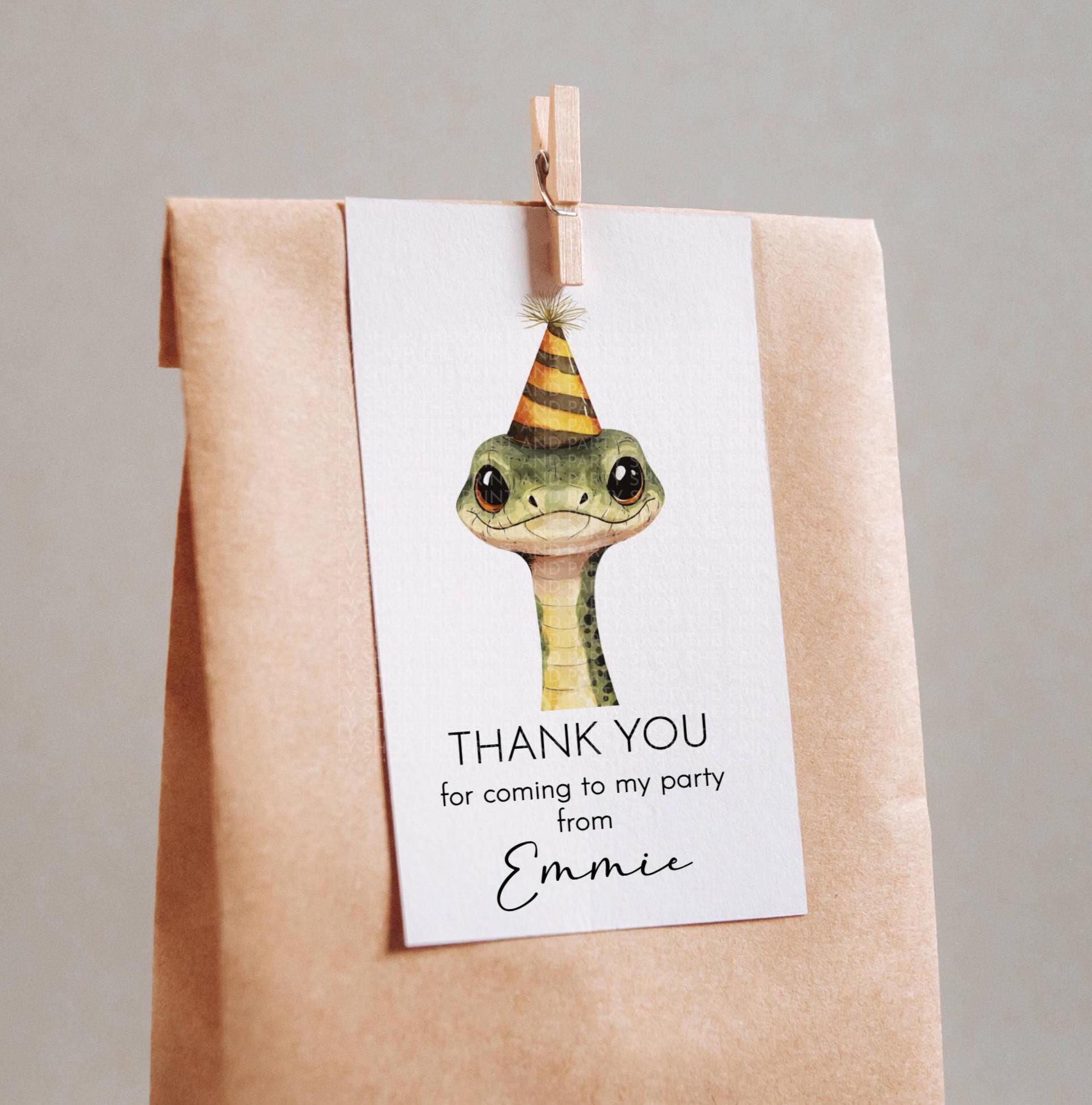 Snake Birthday Thank You Tags, Reptile Party Favors (printable Editable ...