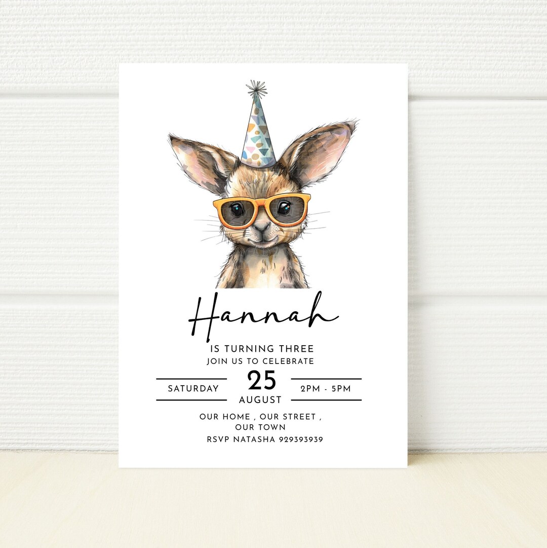 Wallaby Birthday Invitation, Wild Animal Party (digital Download) - Etsy