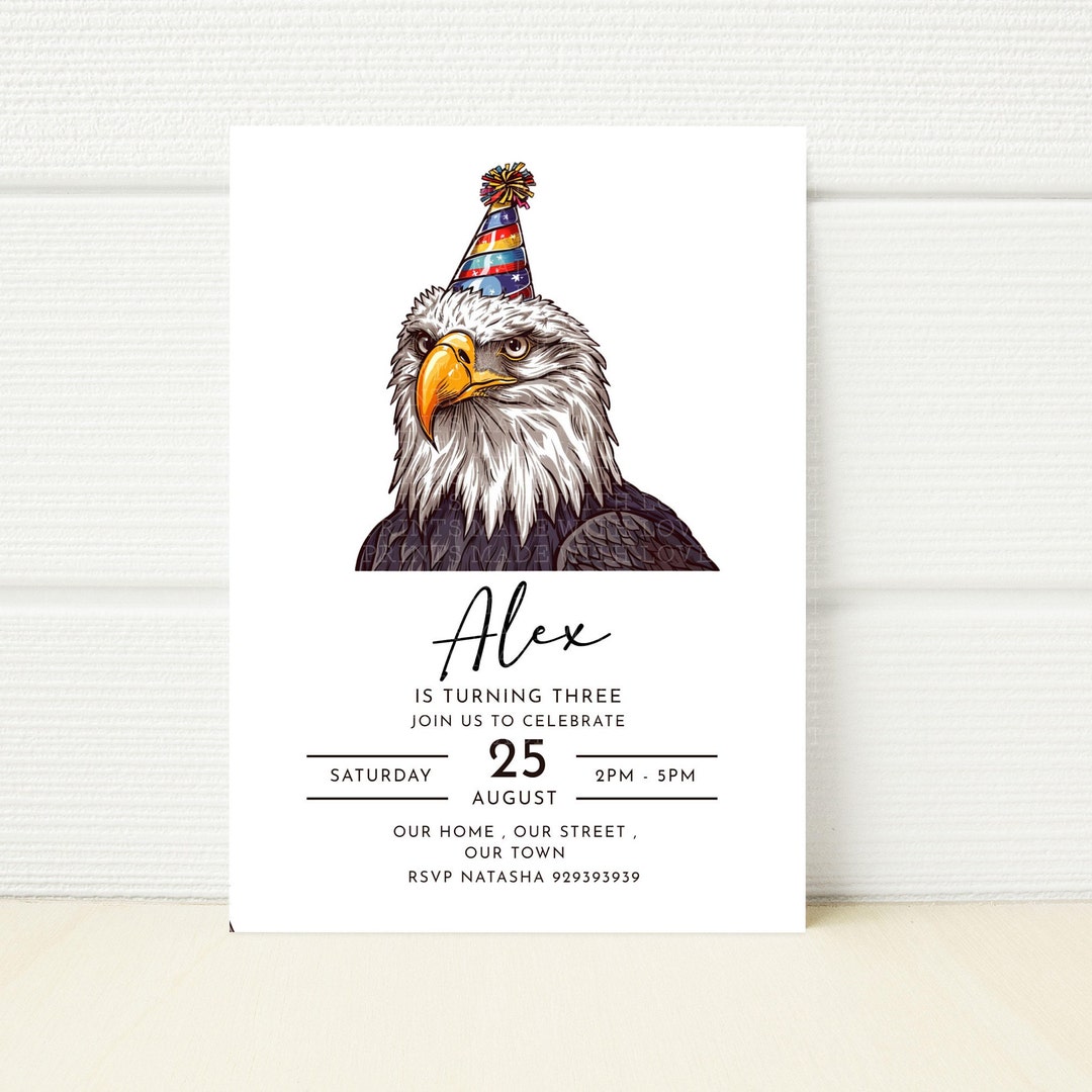 Eagle Birthday Party Invite Editable Template Wild Phone Digital E ...