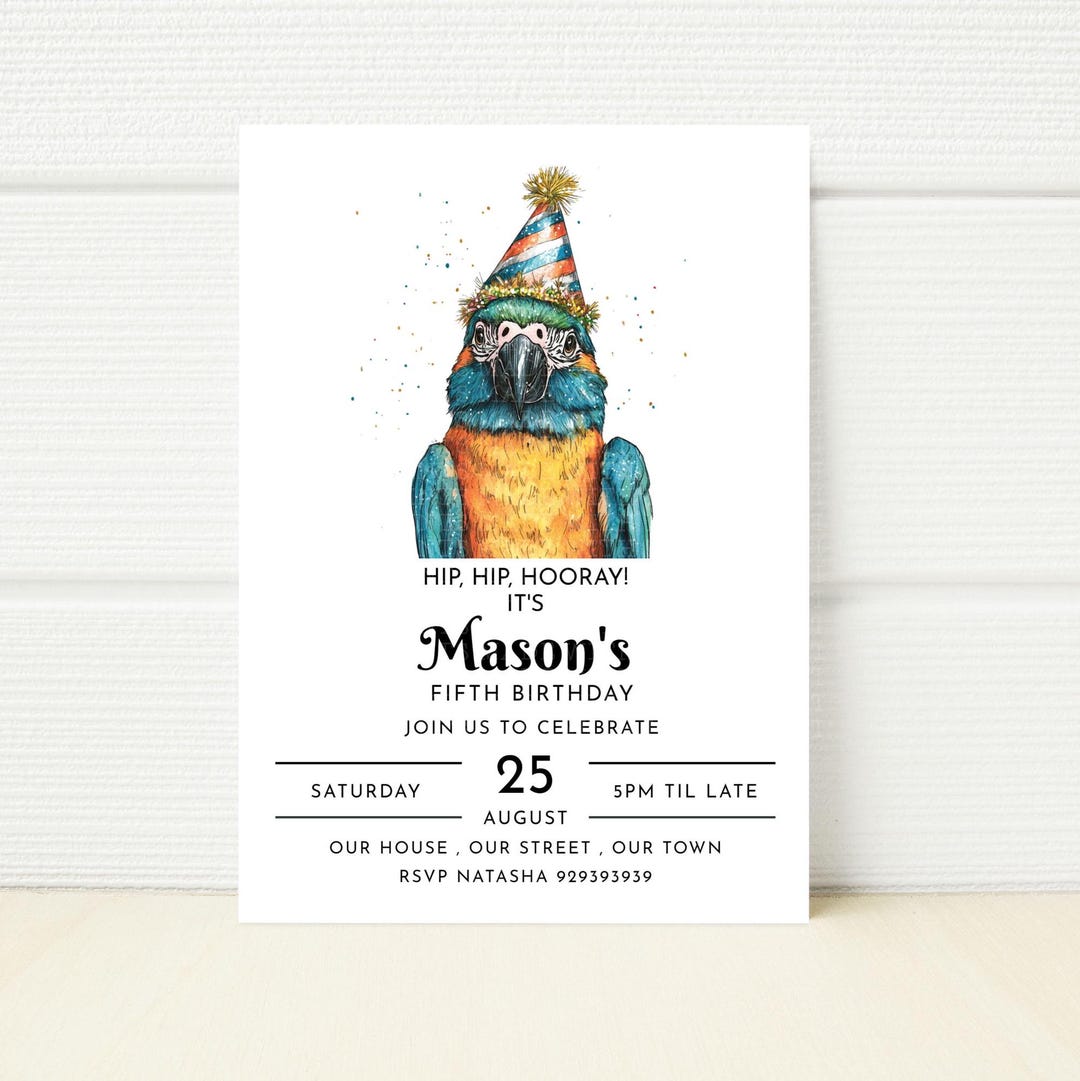 Parrot Birthday Party Invitation Pet Shop Party Editable Template Phone ...