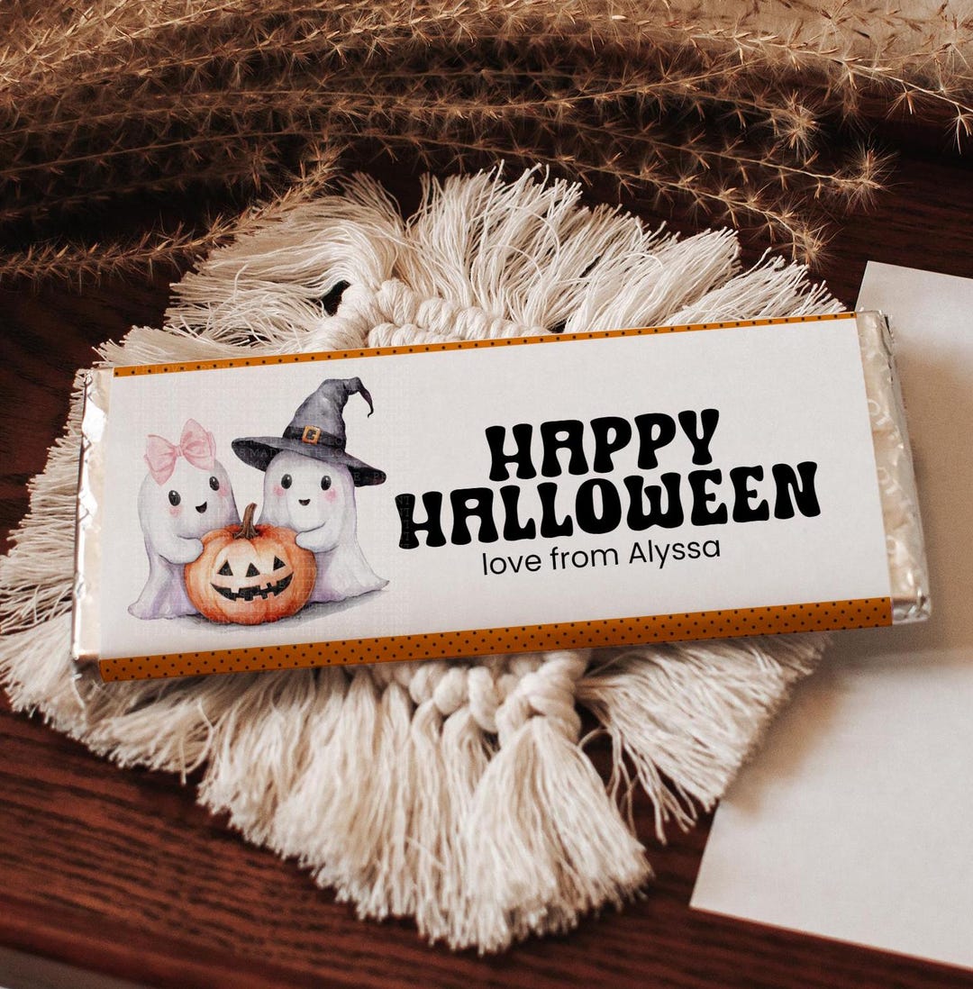 Halloween Printable Candy Bar Wrapper Template Chocolate Label Birthday ...