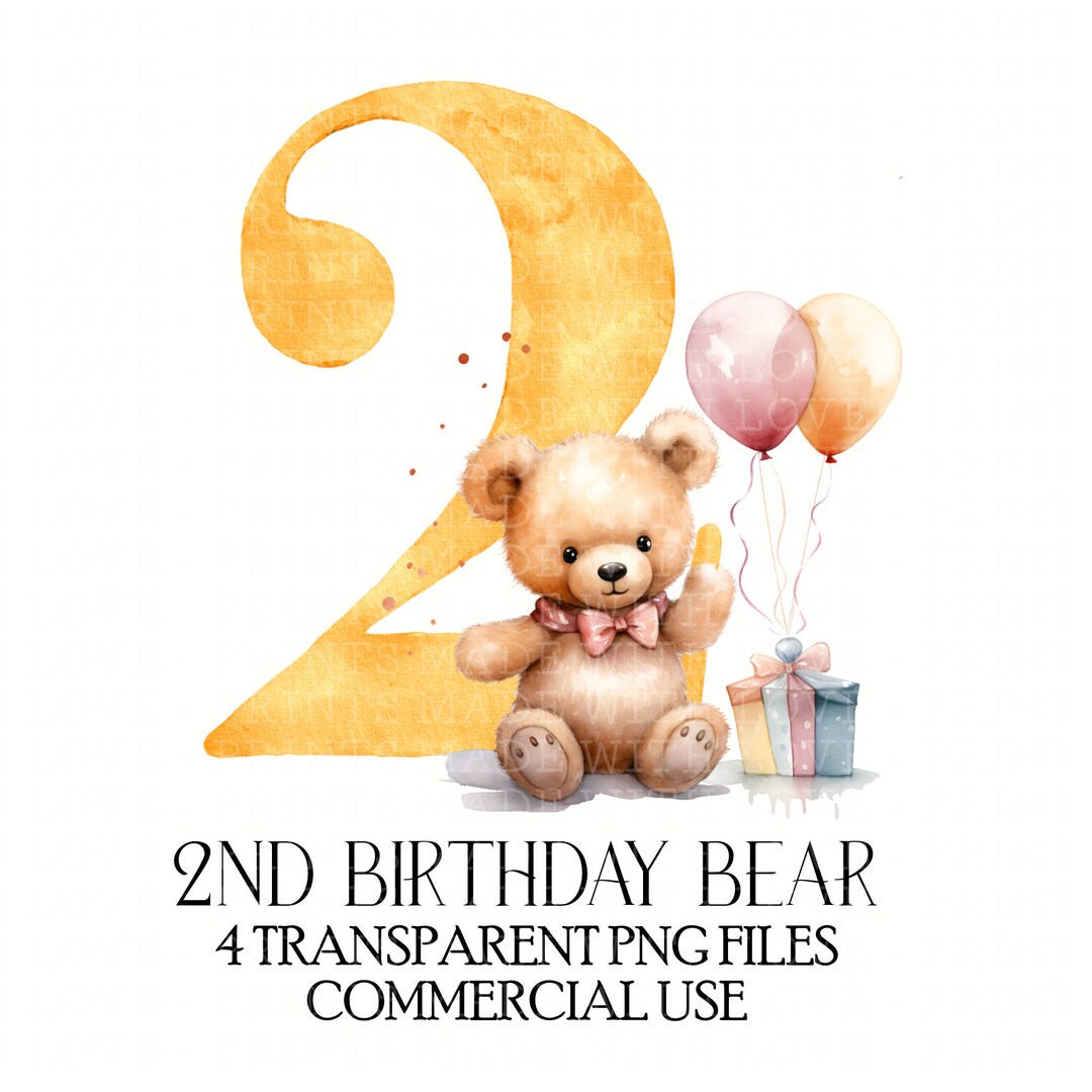 Birthday Teddy Bear Number 2 Birthday Balloons 2nd Birthday Second ...