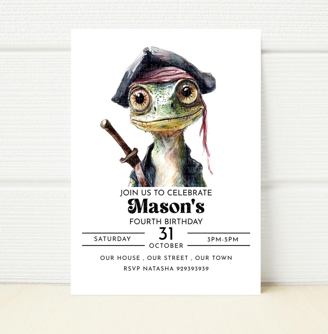 Lizard Birthday Party Editable Template Invite Reptile Pet Phone ...