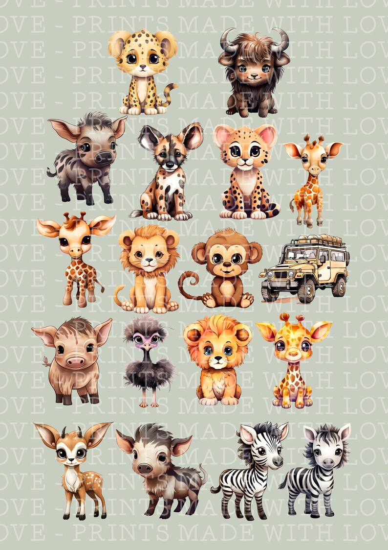 Baby Safari Animals Clipart Pack 18 Png Images Jungle Animals Small ...