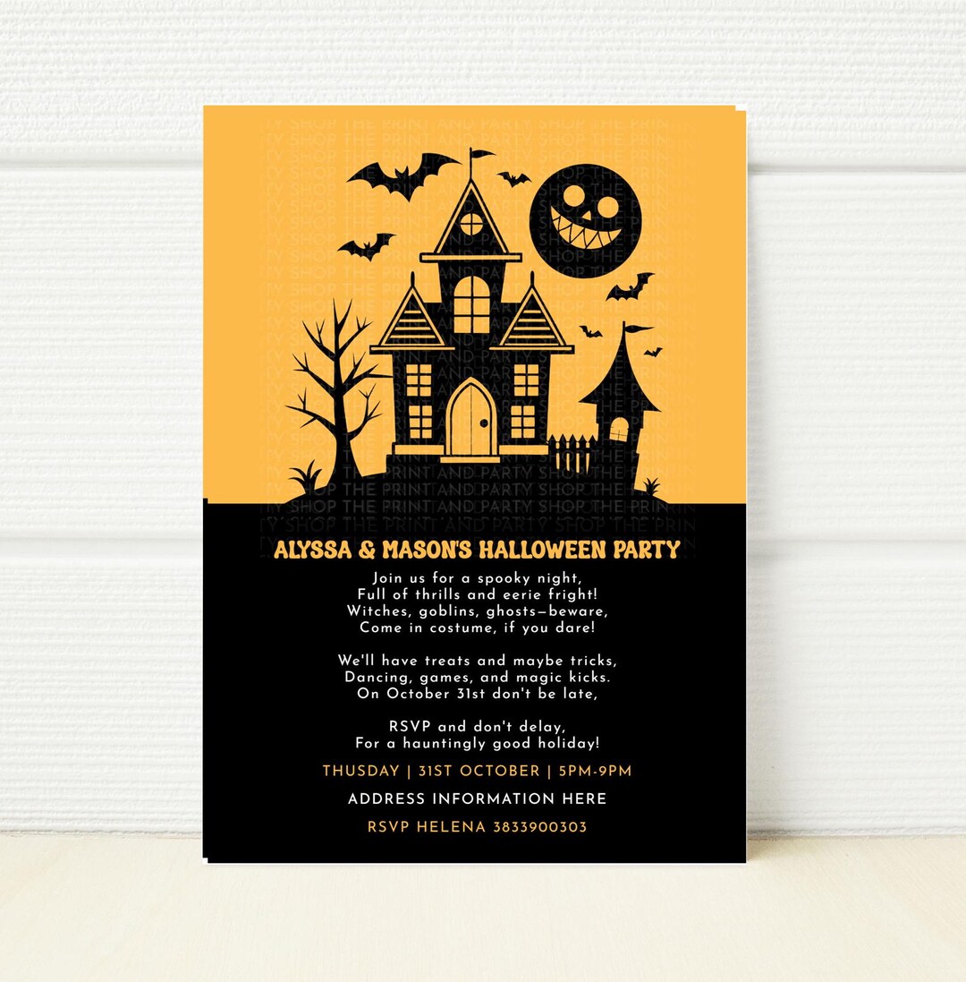Halloween Fancy Dress Party Invitation Costume Party Kids Adults Invite ...