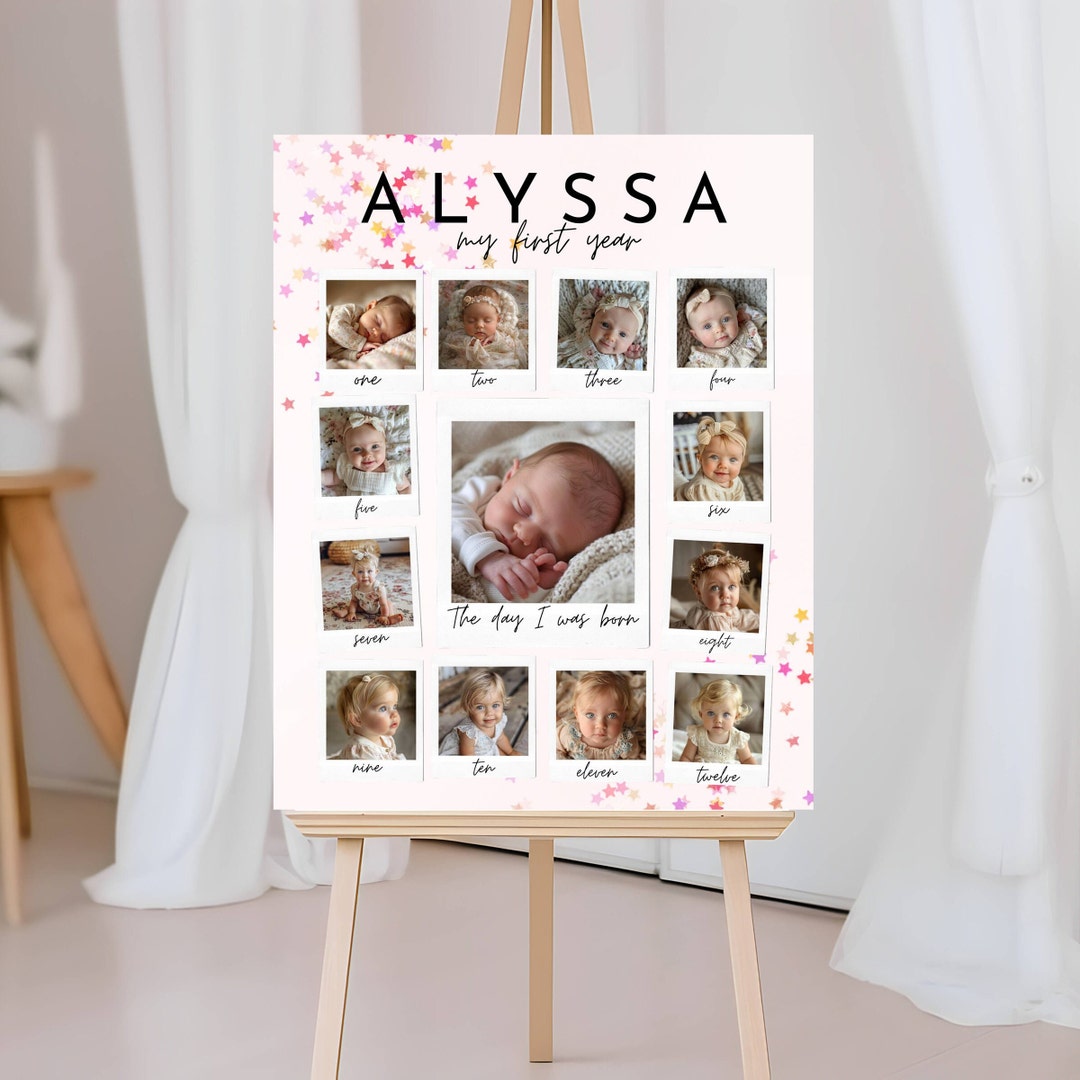 Milestone Printable Babies First Birthday Sign Editable Photo Template ...