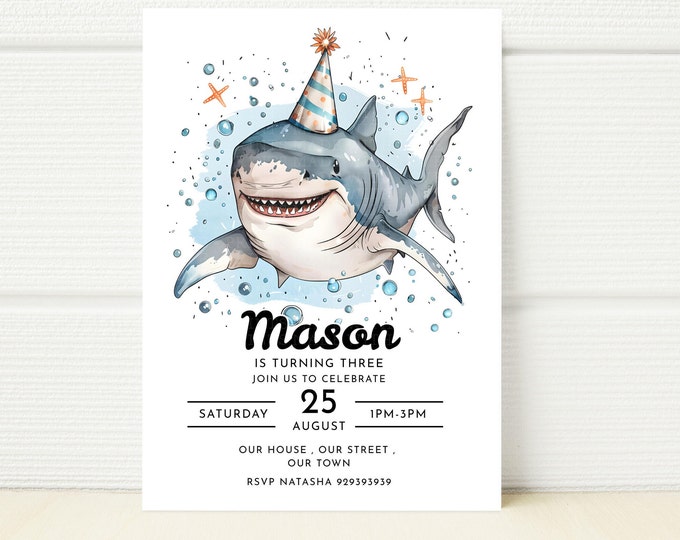 Shark Tastic Birthday Party Invitation | Instant Download | Editable ...