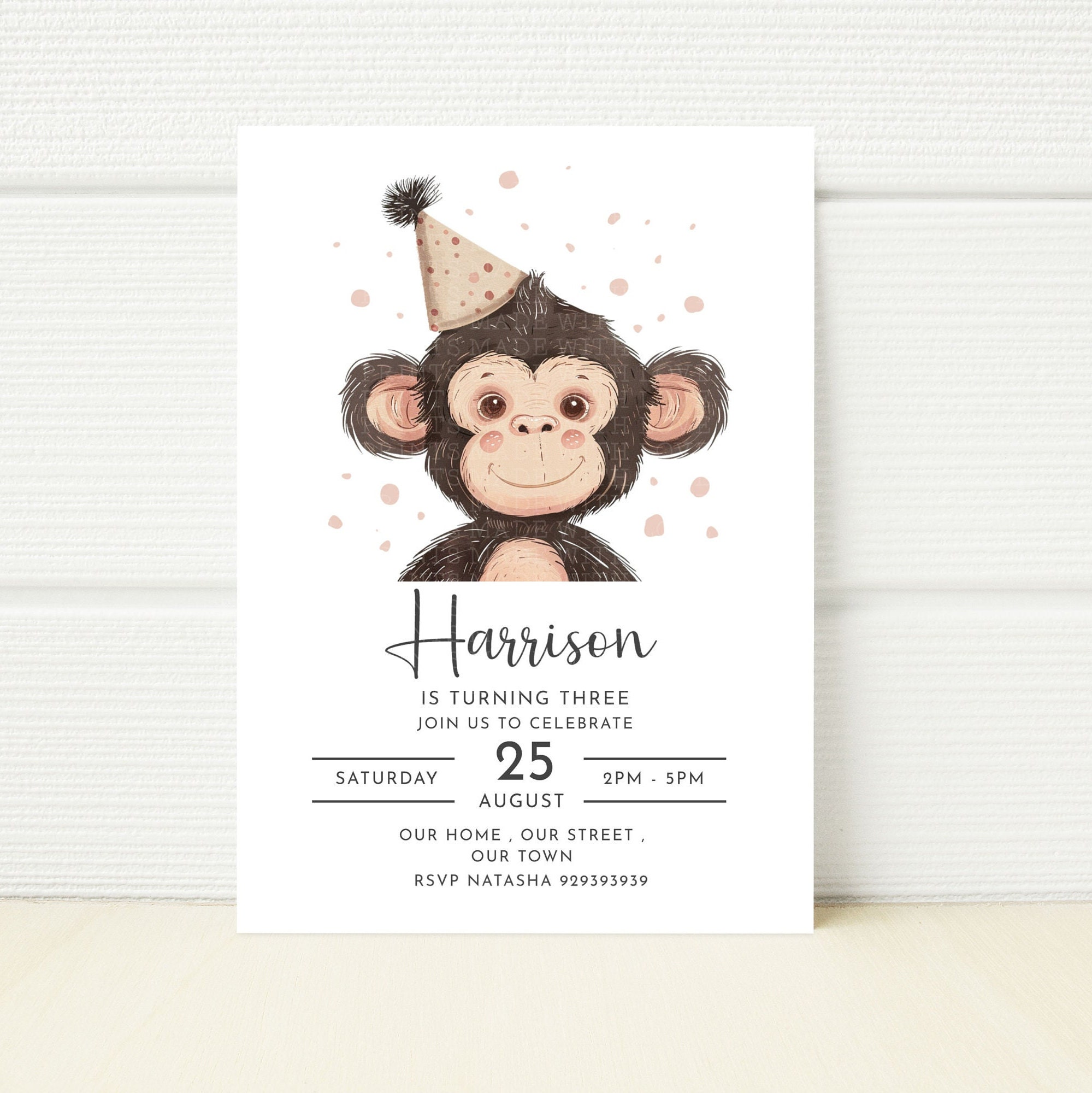 Cheeky Monkey Birthday Party Invitation Invite Printable Digital ...